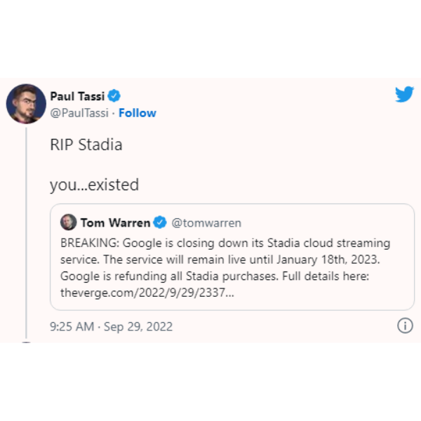 Google shuts down stadia and memes followed